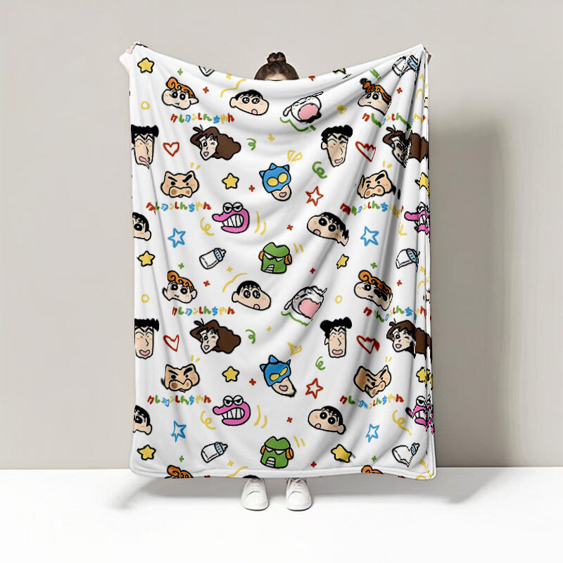 Одеяло из фланели с мультяшным Крейоном Шин-чаном, утолщенное плед, офисное одеяло для сна, одеяло для кондиционера, портативное дорожное одеяло