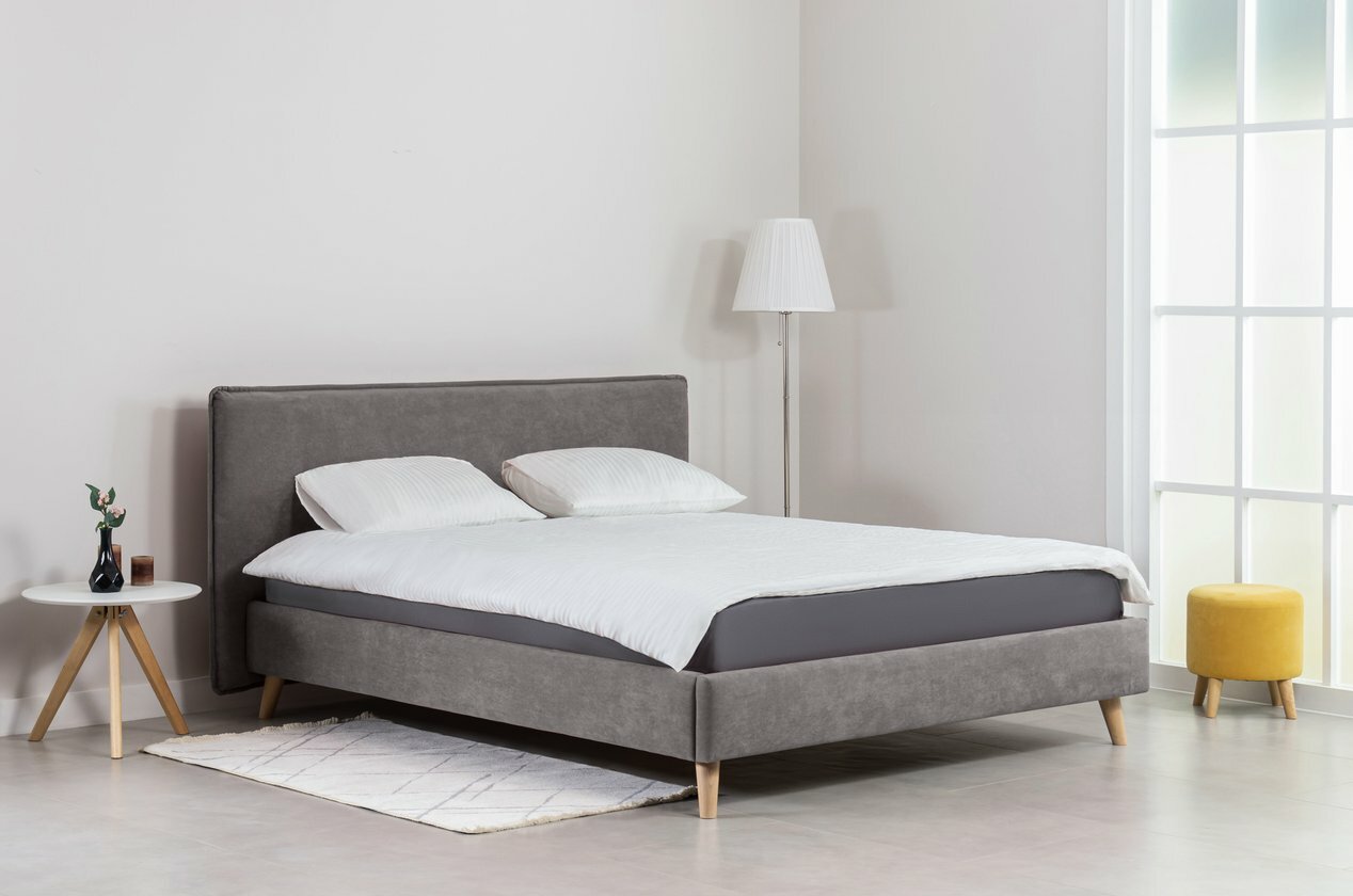 Кровать 140х200 двуспальная Divan.ru Кьево 140 Велюр Серый, 216х173х100 см