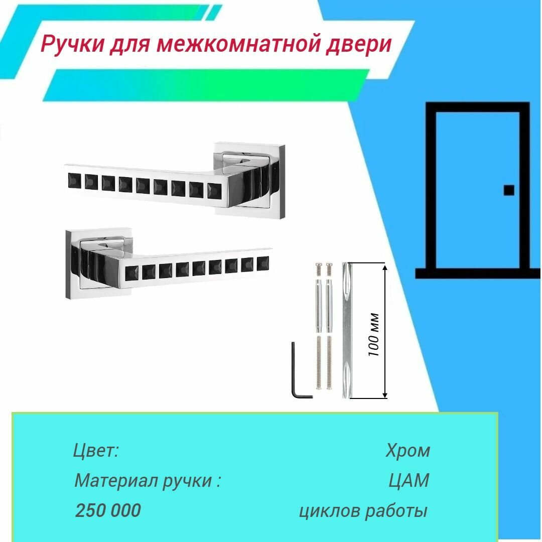 Дизайнерские дверные ручки раздельные для межкомнатной двери KLAMKA GLORIA (Цвет: хром)