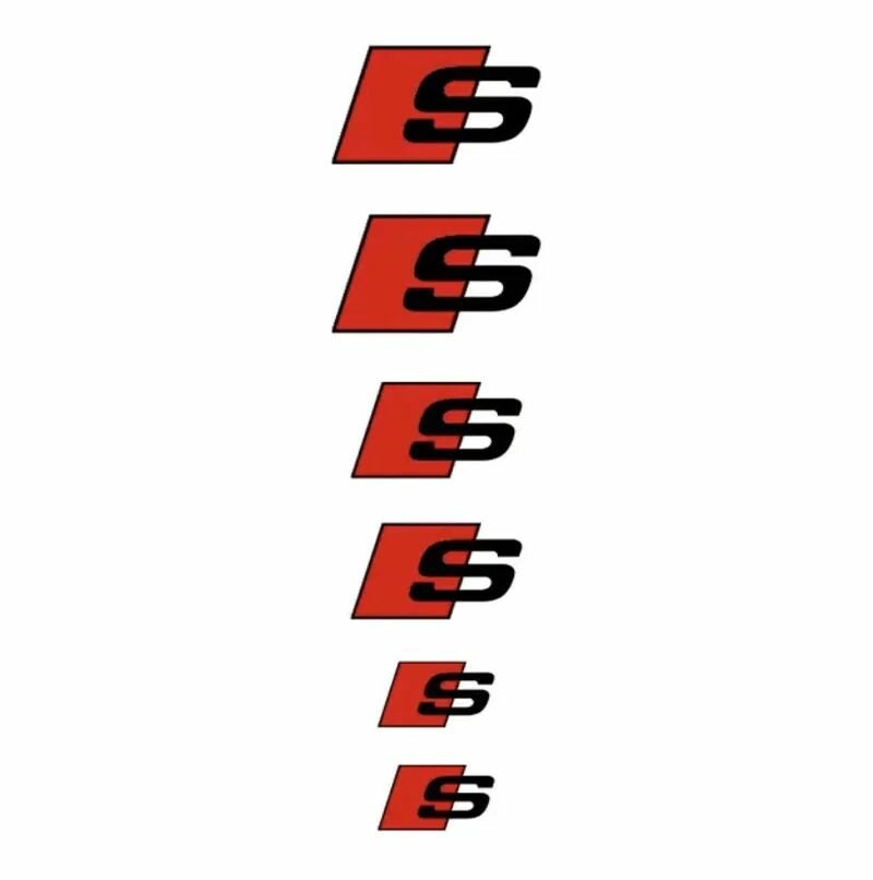 6 черных термостойких наклеек на тормозные суппорты с логотипом S, виниловая декоративная наклейка для колес, подходит для Audi S A3 A5 A6 A1 A2 A4 A7 A8 Q1 Q2 Q3 Q4 Q5 Q6 Q7