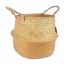 HAQI Плетеная корзина из морской травы "Оливковое дерево" | Декоративное кашпо для монстеры, сансевиерии, высоких комнатных растений | Для горшков 18-20 см (Средний размер)