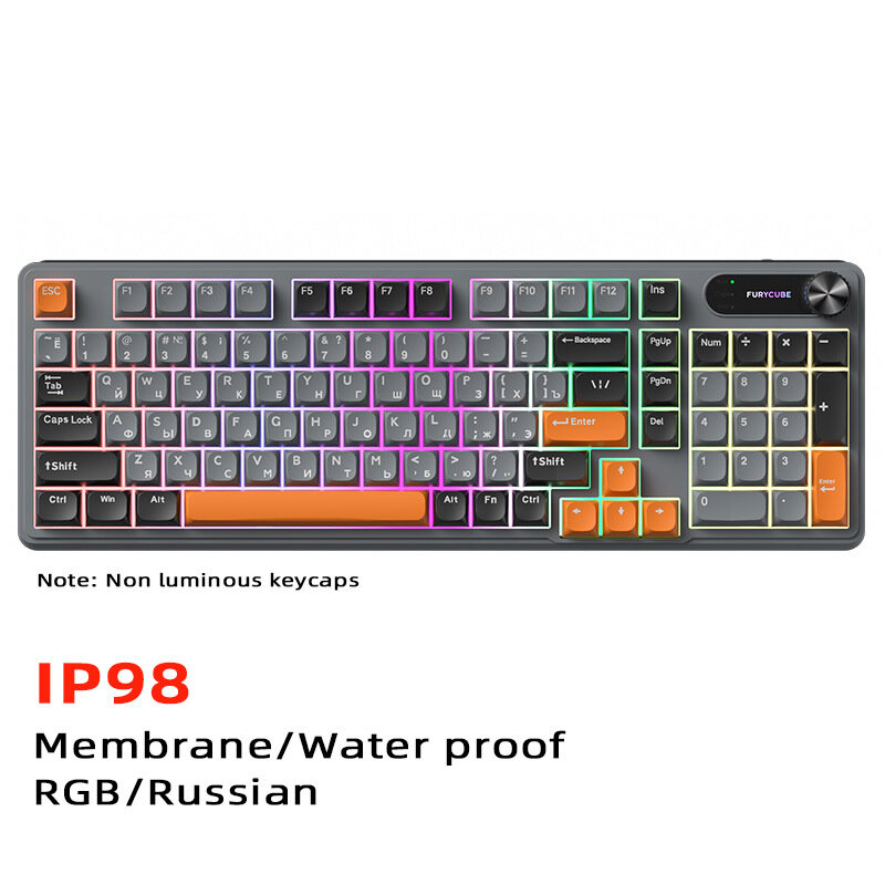 Клавиатура FURYCUBE IP98 с механическим ощущением, водонепроницаемая, для компьютерных игр, киберспорта, высокого внешнего вида, проводная, бесшумная