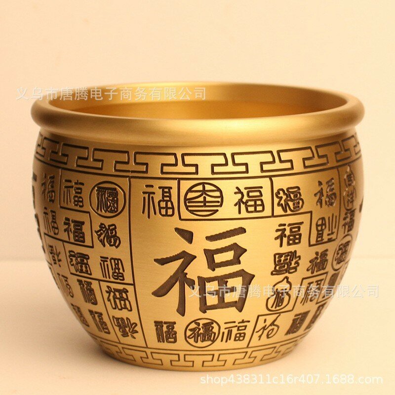 Чистая медная рисовая банка, банка ста благословений, маленькая чашка, настольный декор для привлечения богатства, форма для чашки, медная сокровищница для гостиной, чайная чашка