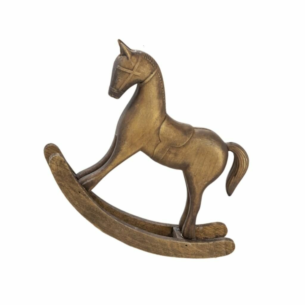 Прочная резная деревянная лошадка-качалка для украшения дома, Бронза
