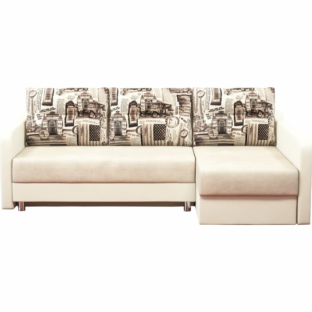 Угловой диван Наш Диван Турин А19 флок бежевый