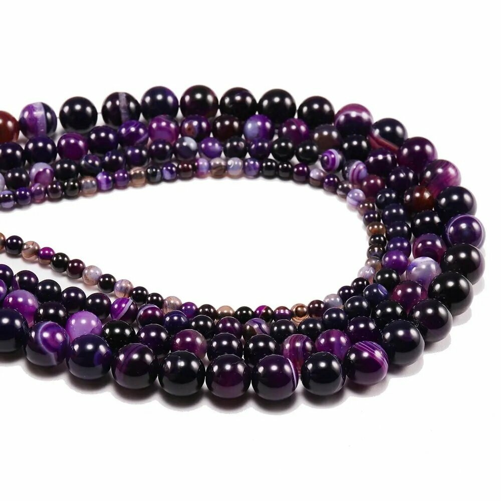 Аметист тёмный 8 мм, бусины на нитке (около 48 шт)