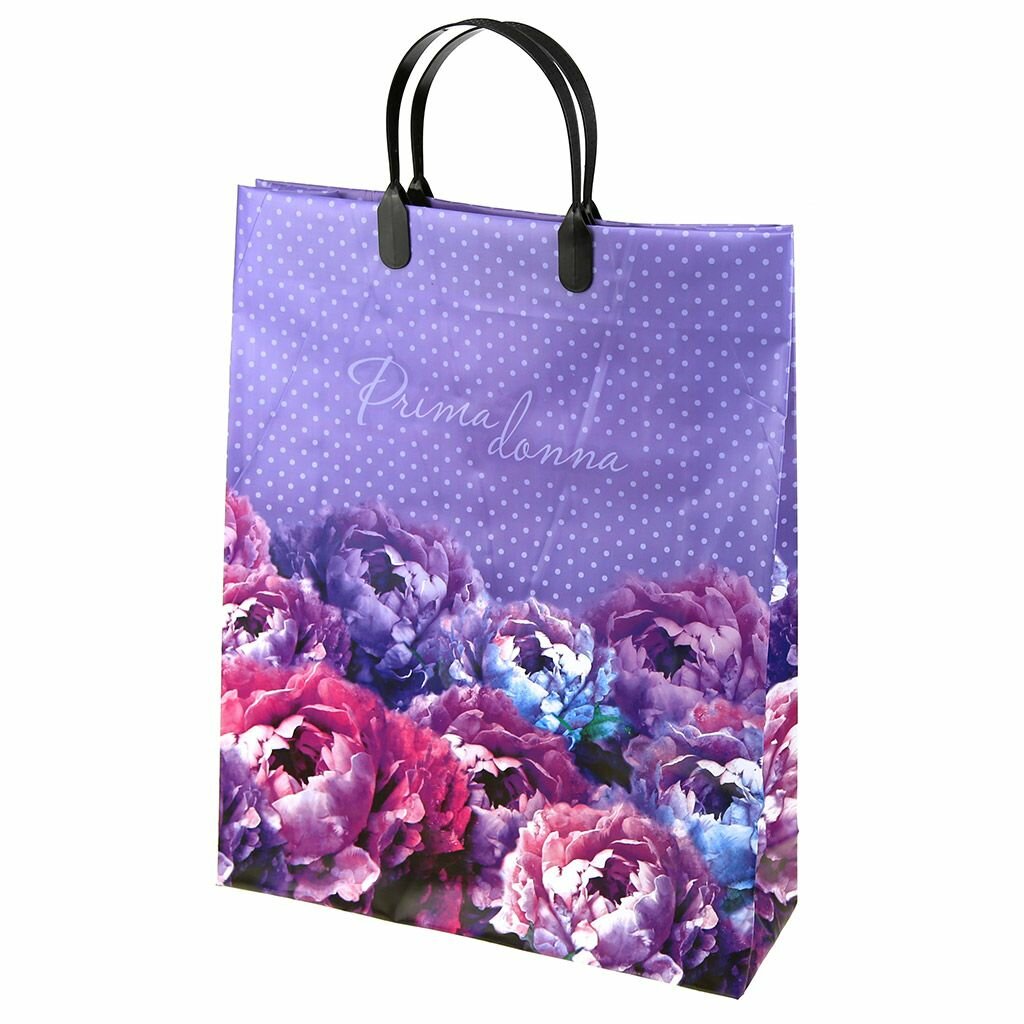 Пакет подарочный Домашняя Мода мягкий пластик с пластиковой ручкой, 30х40 см, "Примадонна", 150 мкм, ламинированный