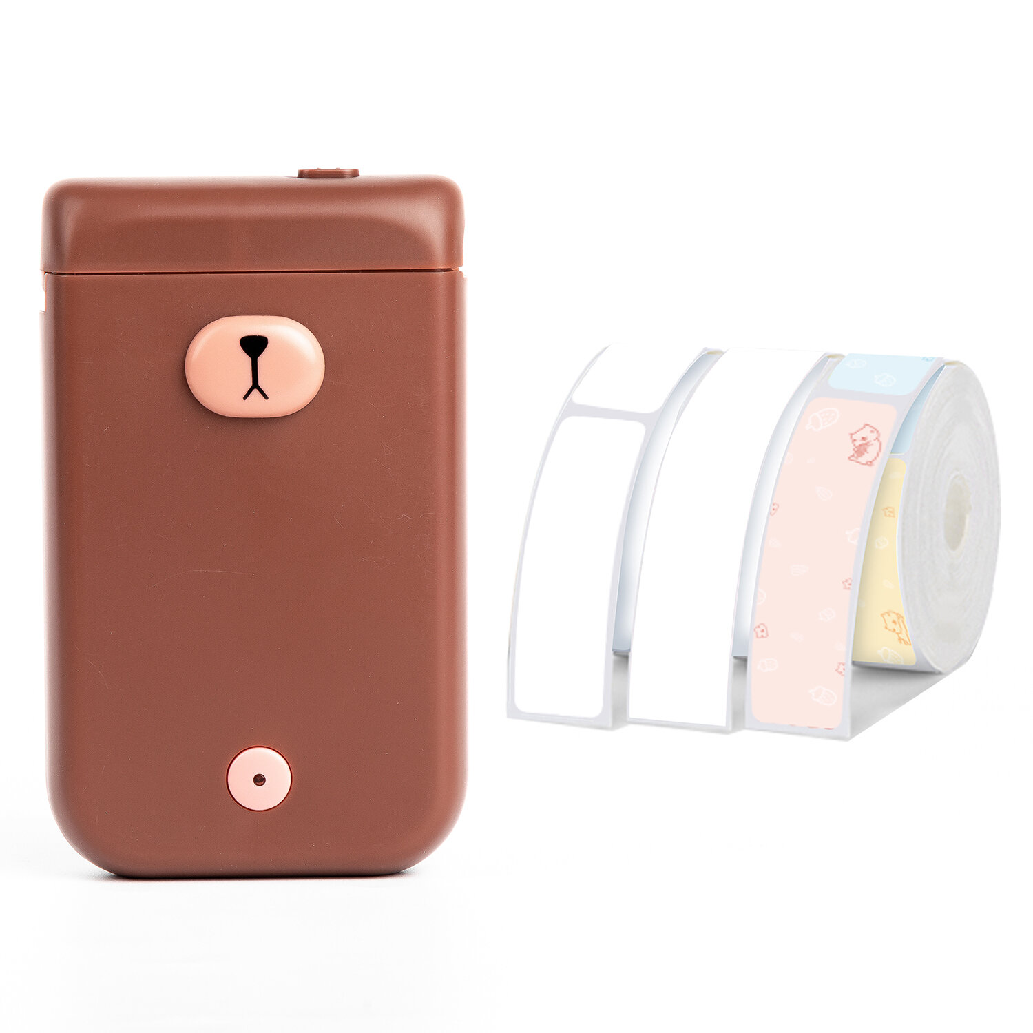 Машинка для печати этикеток AIMO D30S Мини карманный термопринтер все в одном с подключением по BT Сmart Recognize с 3 рулонами термометок, Цвет: Белый, Розовый, Коричневый (Выбор), Размер продукта: 133 x 81 x 30 мм, Размер этикетки: 6/12/14/15 мм,