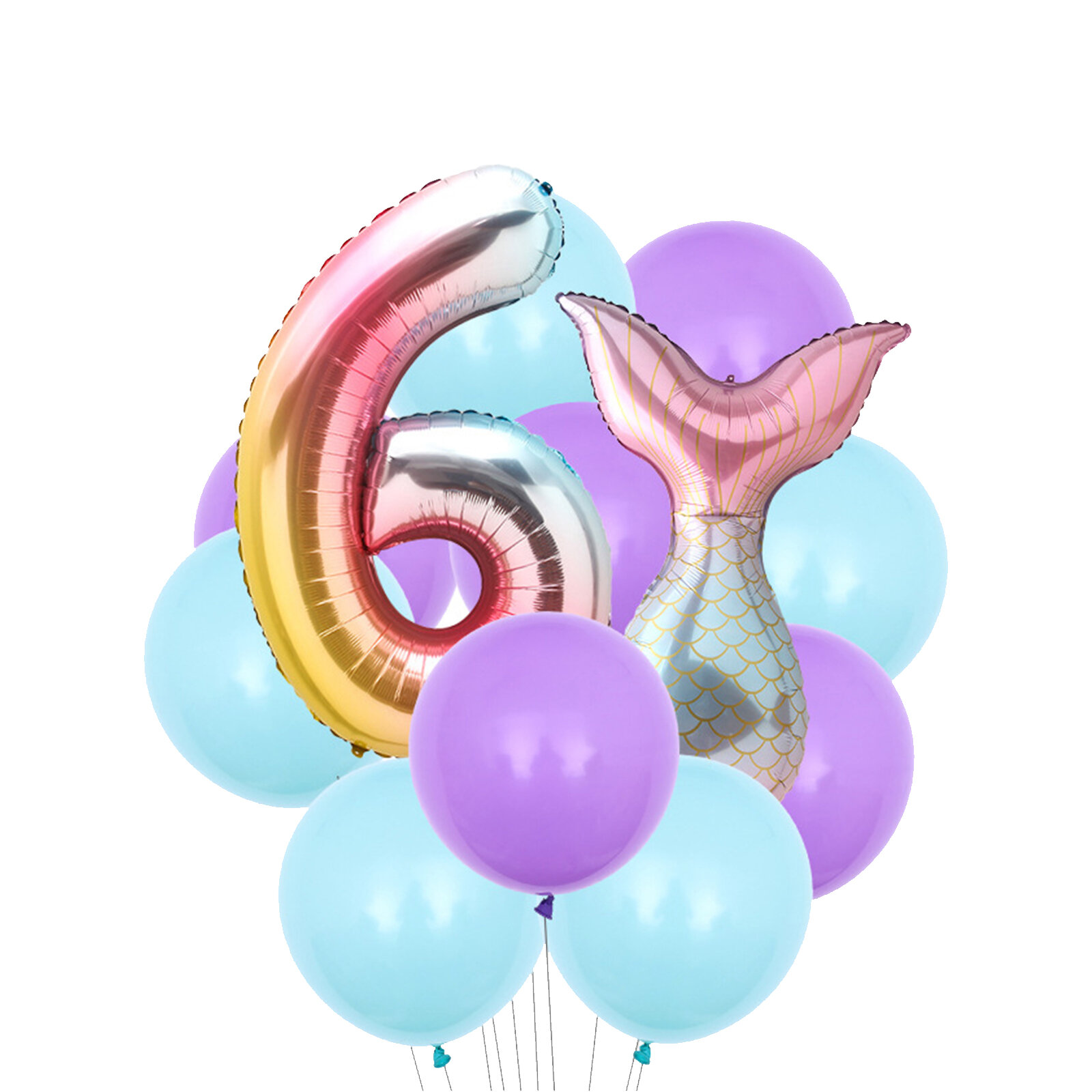 12ШТ. Набор воздушных шаров "русалочка" для ДНЯ рождения украшения для праздника мальчиков И девочек многоразовые фольгированные шары для детского праздника И вечеринки