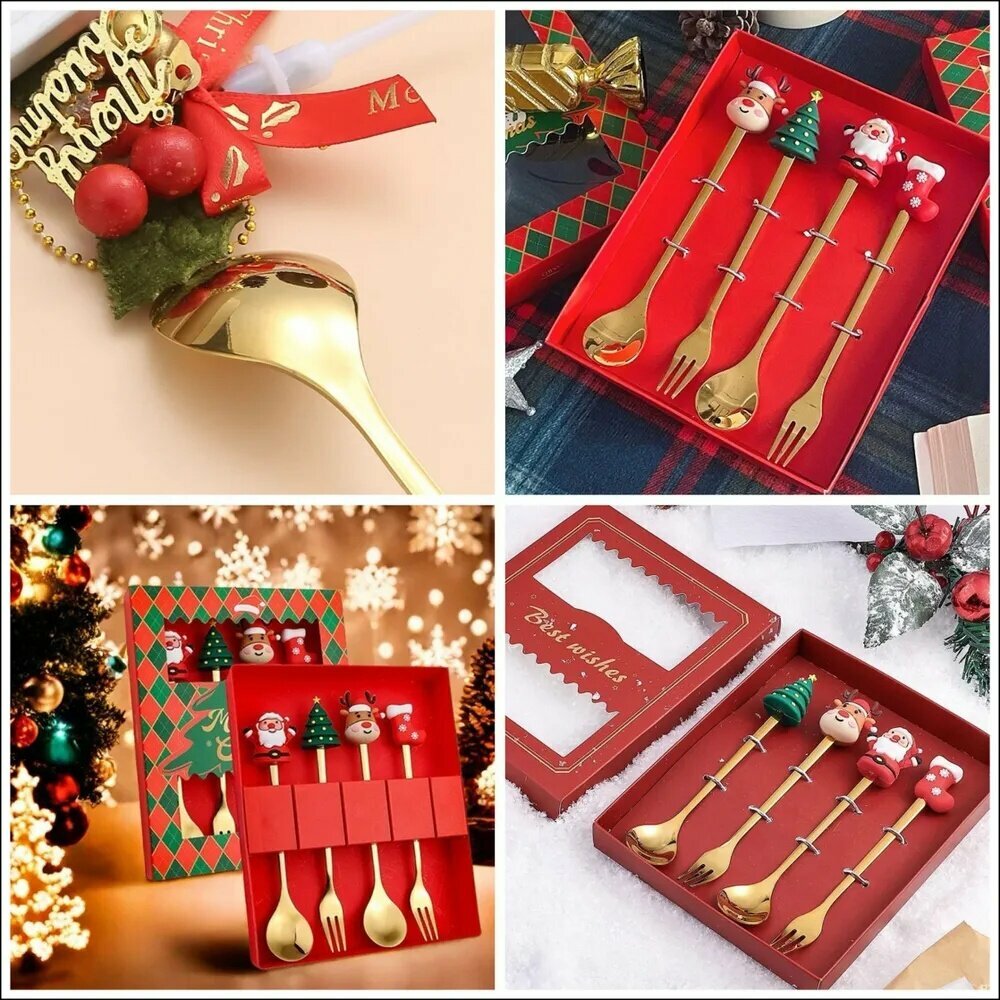 Набор десертных приборов 4 предм. белый, коричневый