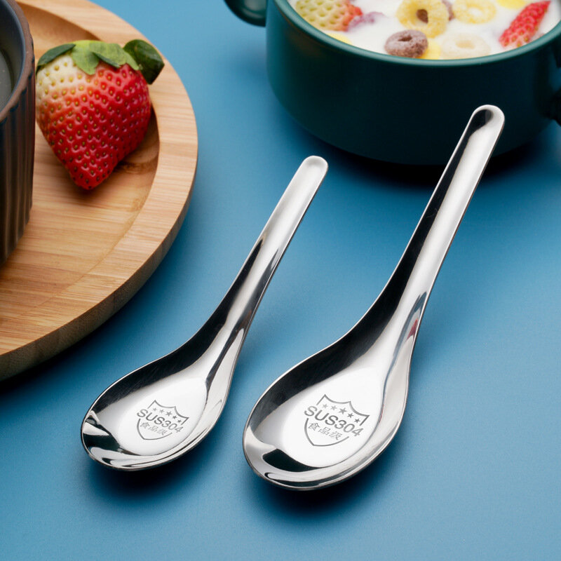 Оптовая Бытовая Утолщенная Ложка С Плоским Дном Ложка В Китайском Стиле Лазерный Логотип Современная Простая Ложка Из