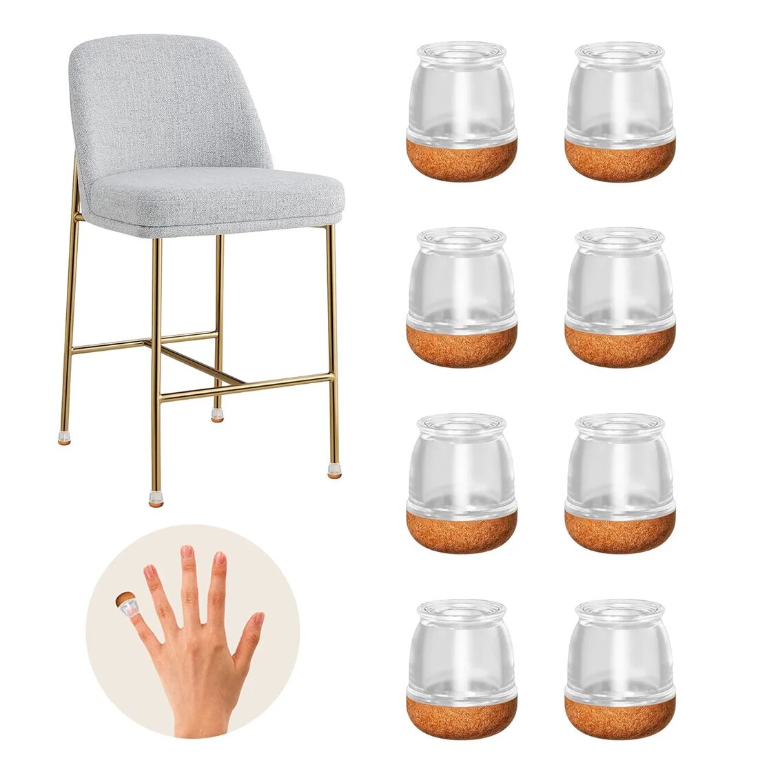 8 шт. маленькие круглые защитные накладки на пол для ног стула, диагональные Бежевый, XS(10-14mm)