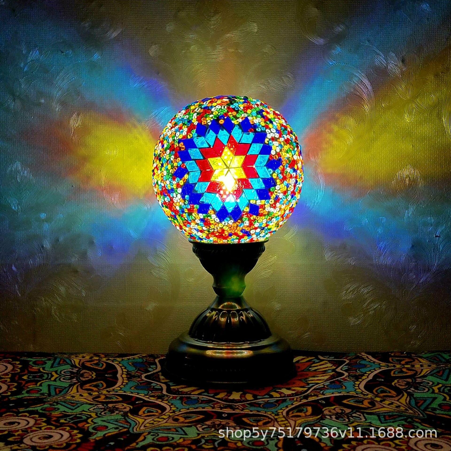 Марокканский экзотический мозаичный прикроватный этнический кафе интернет-знаменитость декор турецкий круглый шарик маленькая ночная лампа настольная лампа