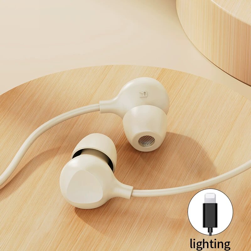 Беспроводные наушники с Lightning разъемом, слоновая кость, 98% шумоподавления, оригинальный звук для iPhone 7-14