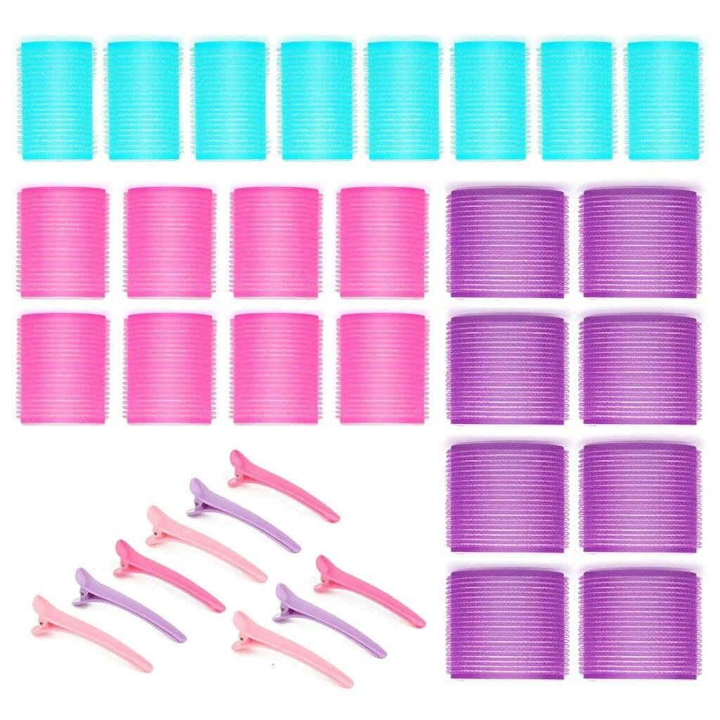 Набор бигуди для волос, самозацепляющиеся, 3 размера, с зажимами, 1 набор из 33 штук