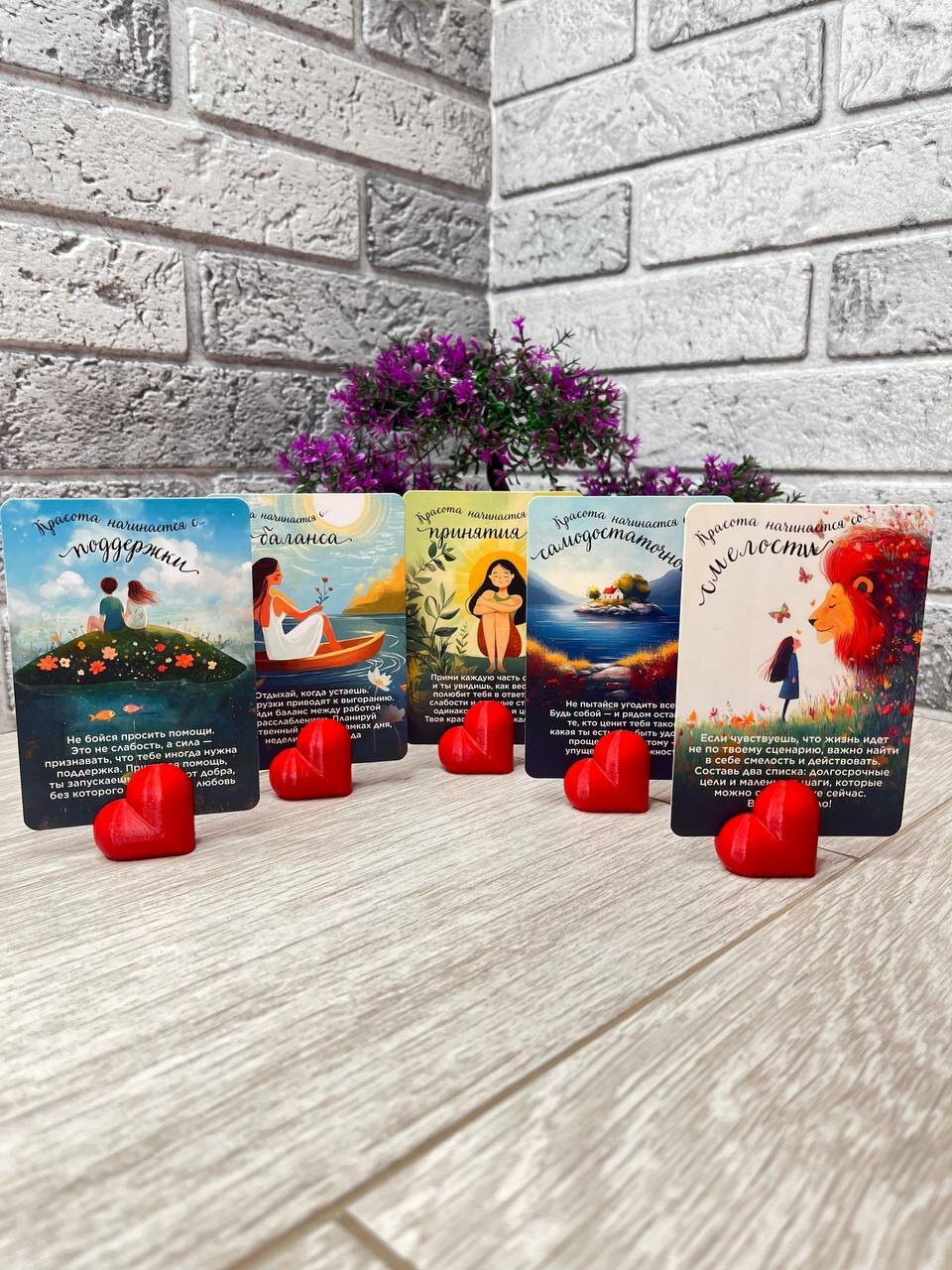 Держатель для фото и заметок "Сердце", PETG пластик, красный, 5 шт