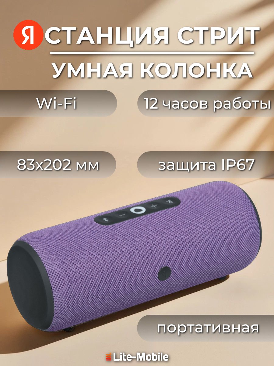 Портативная умная колонка Яндекс Станция Стрит с Алисой (YNDX-00030VIO), фиолетовая