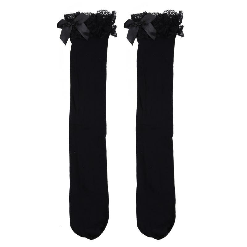 Женские кружевные гольфы в стиле лолита с бантами, Черный