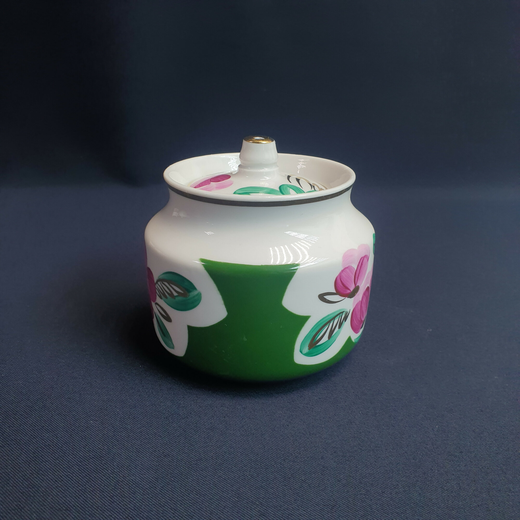 Сахарница Вербилки, фарфор роспись позолота 0.5 л, винтаж СССР