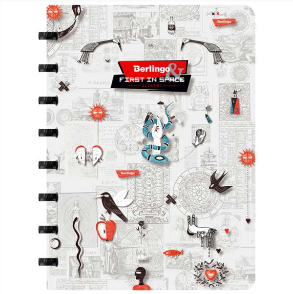Бизнес-тетрадь А5+, 80л, Berlingo "First in Space", клетка, на кольцах RNt_A5201