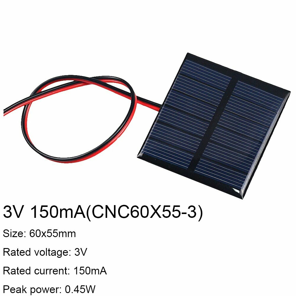 Солнечная панель 3V 150mA 60x55mm