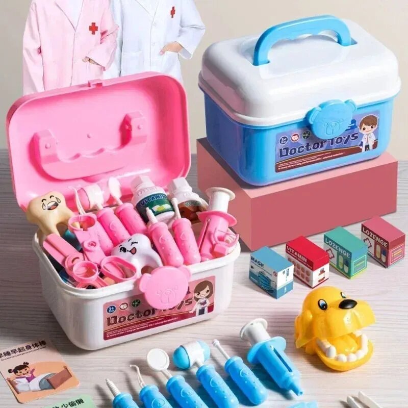 Сюжетно-ролевые игрушки Doctor Toys, набор доктора, 42 предмета, ABS пластик, розовый — фото 1