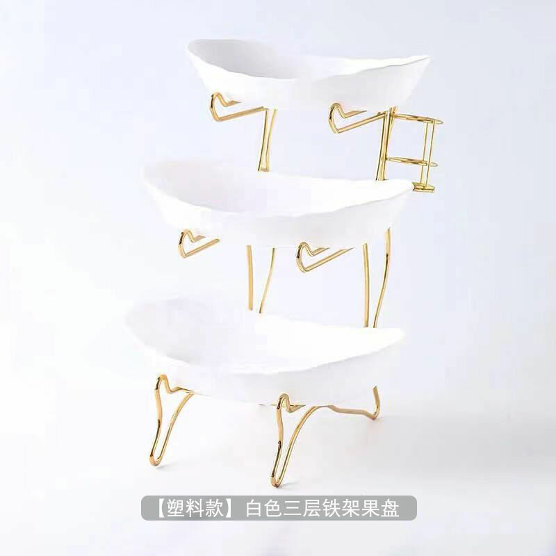 Креативная трехслойная многослойная фруктовая тарелка в европейском стиле, керамическая тарелка для сухофруктов, бамбуковая деревянная подставка, домашняя закусочная тарелка, поднос для конфет, фруктовая корзина