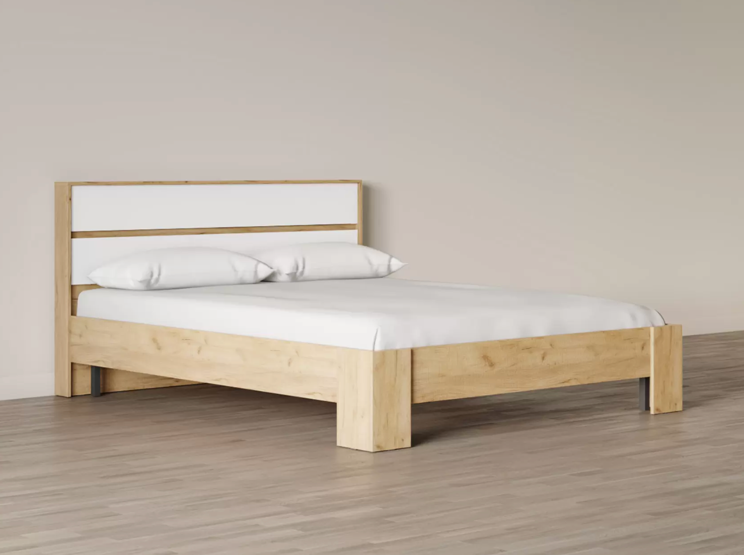 Кровать Хелен КР-02 140×200 см, двуспальная, белый / дуб крафт золотой