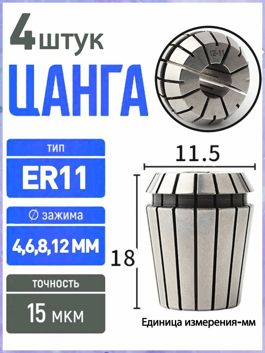 Эксклюзивный набор 4 прецизионных пружинных цанг ER11 412 мм