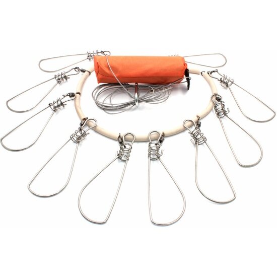 Кукан Namazu металлический трос 3,5 м, d-2 мм, 10 карабинов на пруж, с поплавком (уп. PVC чехол)