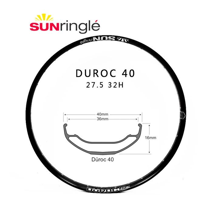 Обод 27.5" 32h SunRingle Duroc 40 Sleeved Black, пистонированный (RX9E14P13605C)