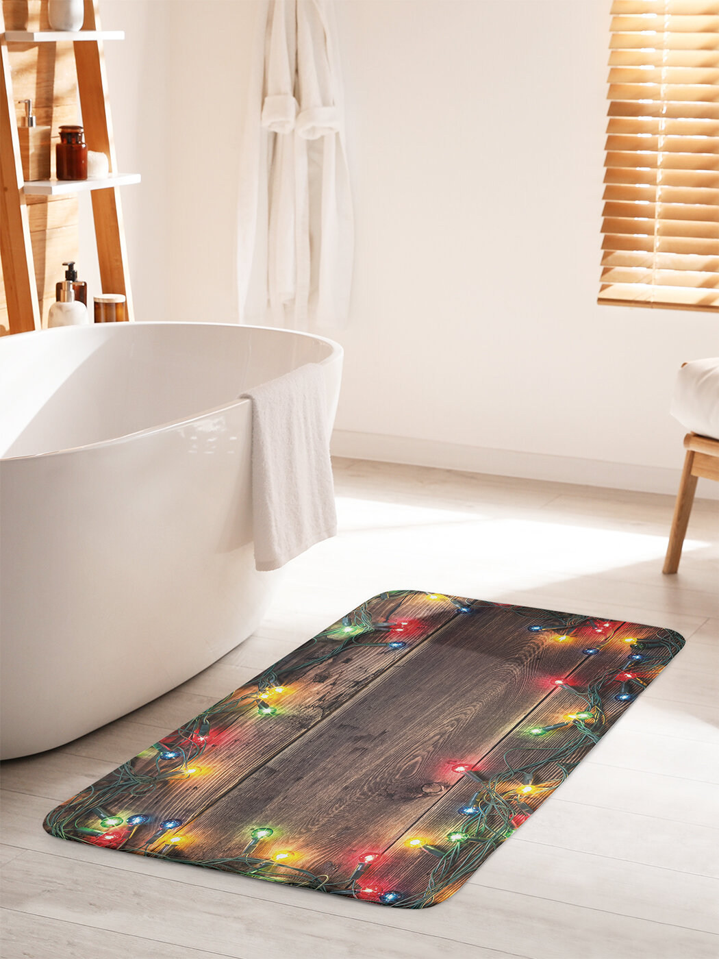 Коврик для ванной комнаты и туалета противоскользящий "Новогодние огни" 60х100 см, JoyArty, серия Новый год