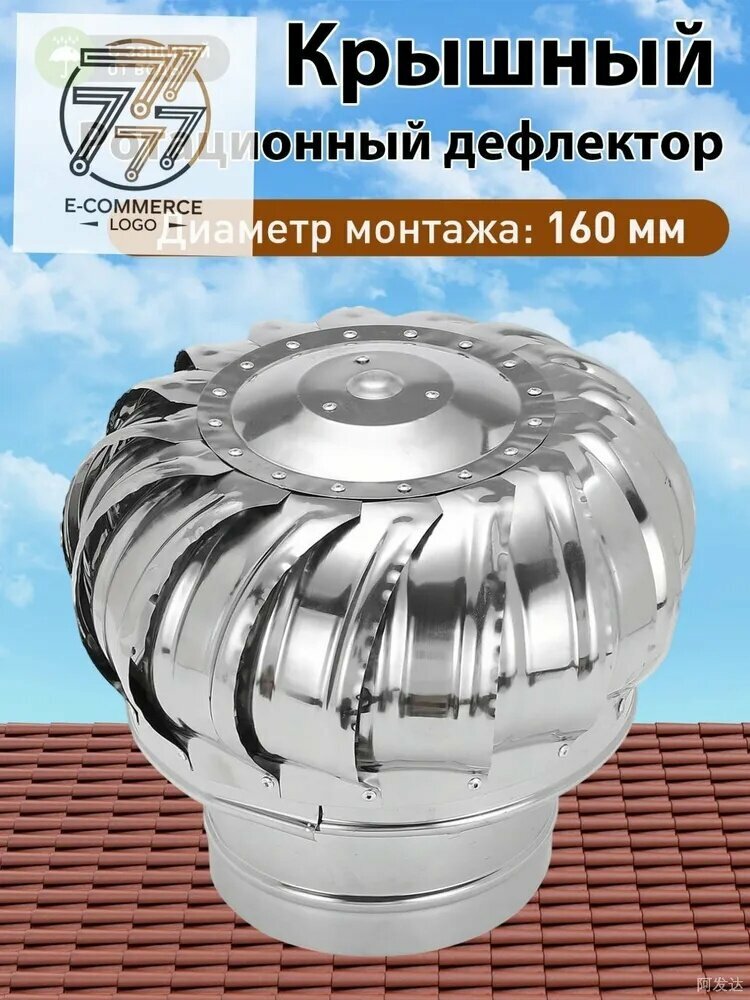 Эксклюзивный дефлектор 160 мм для вентиляции, сталь нержавеющая