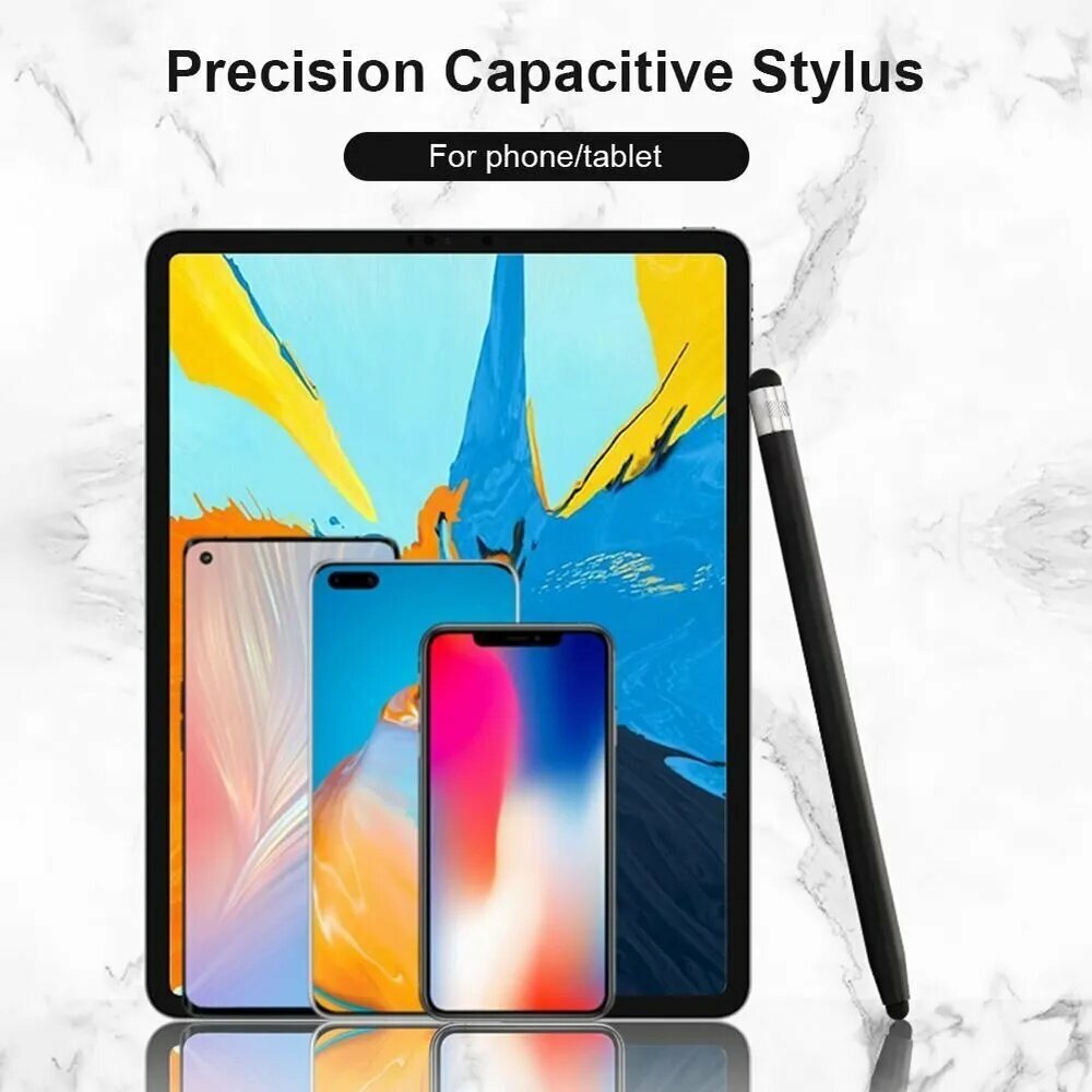 Стилус для сенсорных экранов 2 в 1 с резиновыми наконечниками Емкостный стилус-карандаш