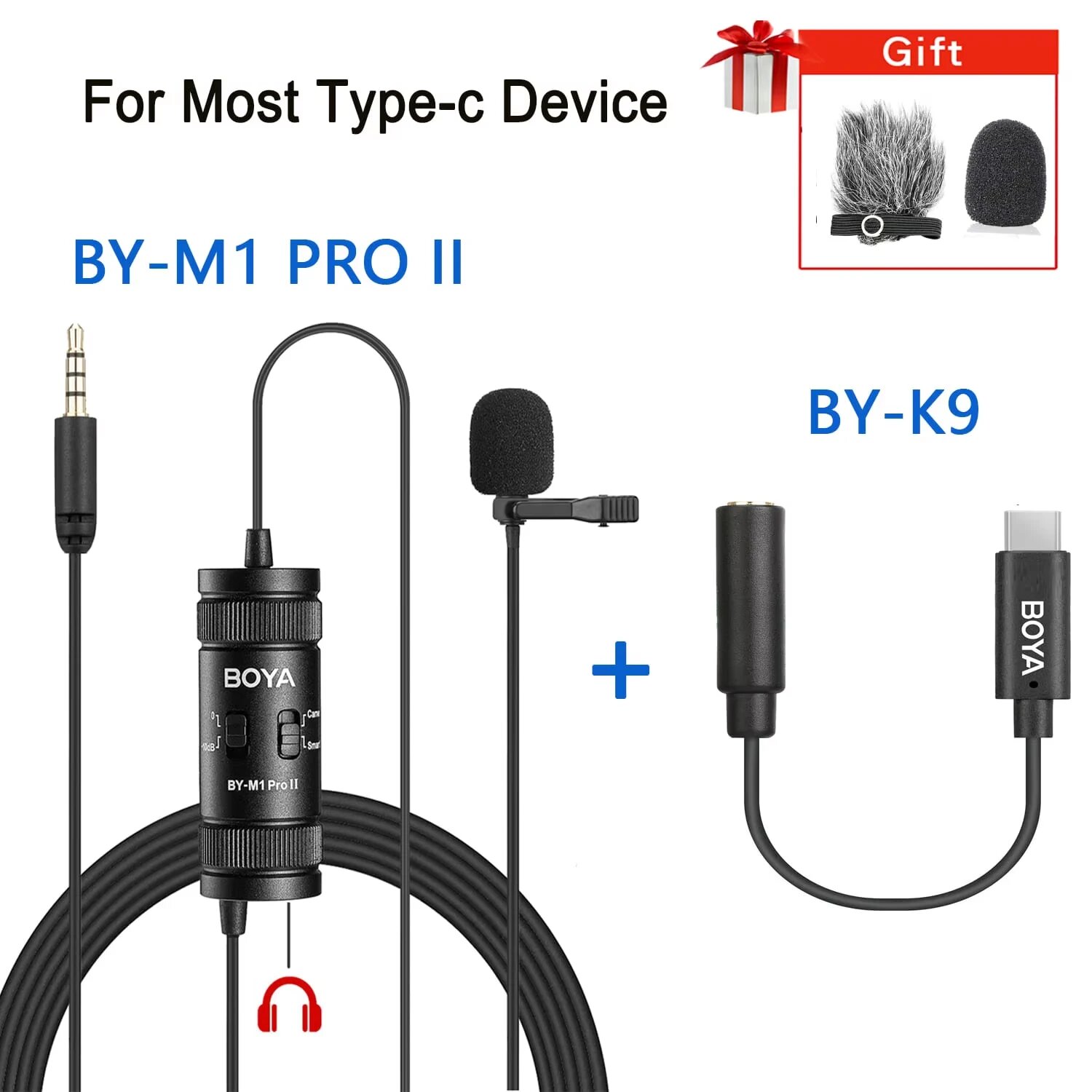 BOYA BY-M1 PRO/BY-M1 PRO II проводной петличный микрофон M1 PRO II-K9-FF01