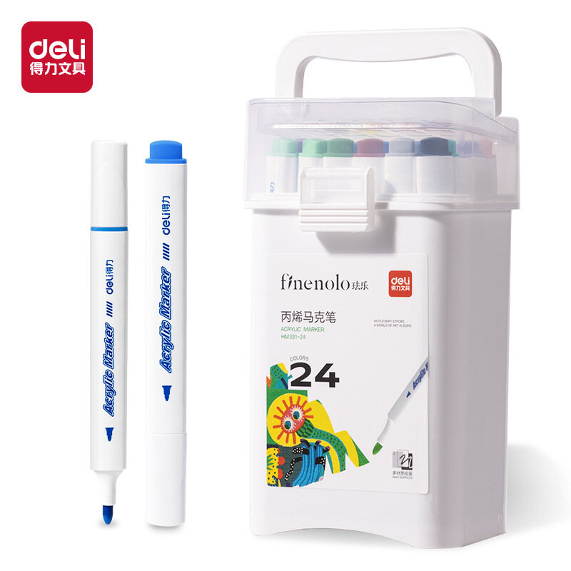 2026 Новейшая акварельная ручка Deli, акриловый маркер HM331, треугольный стержень, 24/36/48/60 цветов, на водной основе