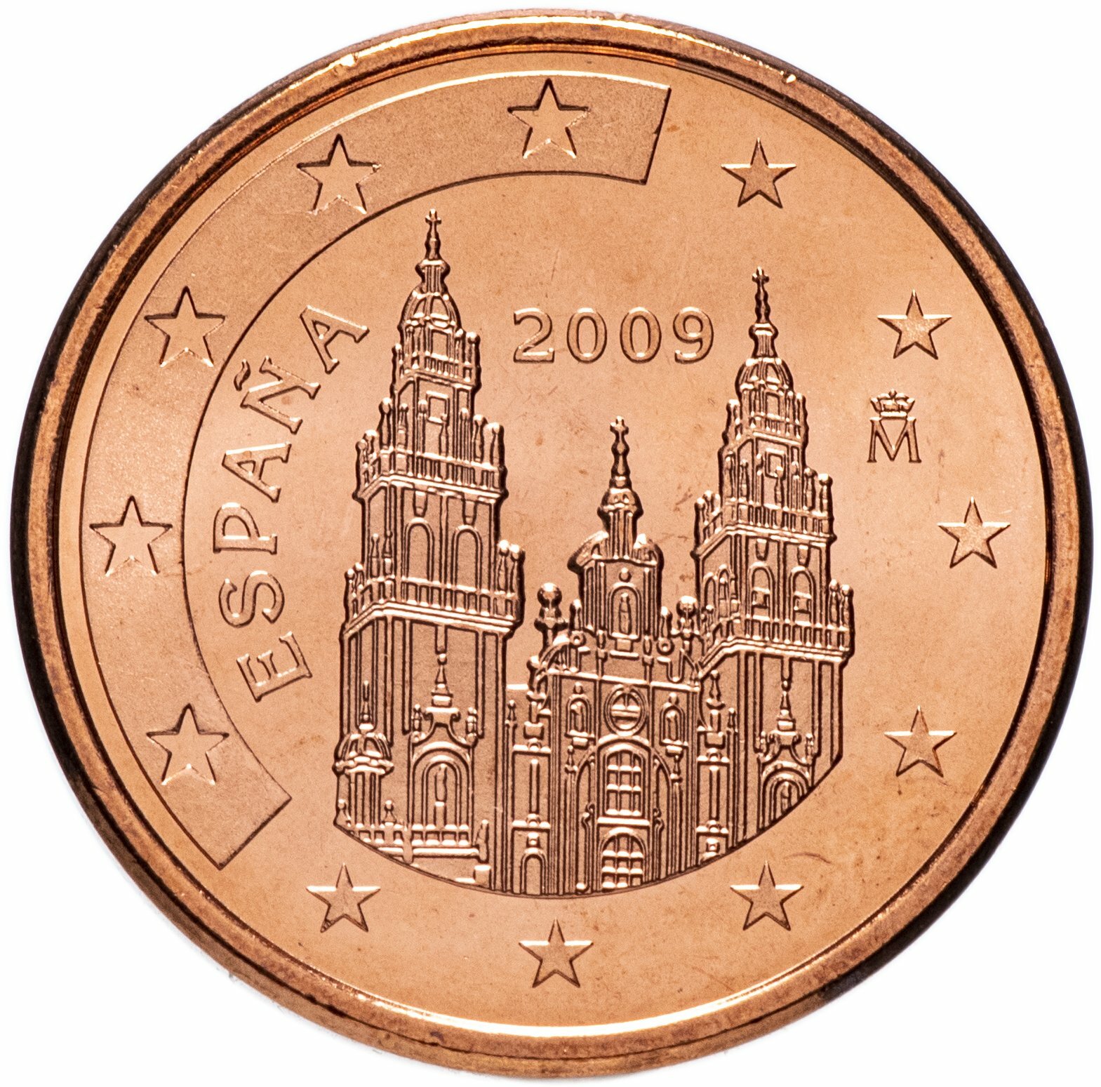 Испания 5 евроцентов cents 2009, Сталь, в сохранности UNC