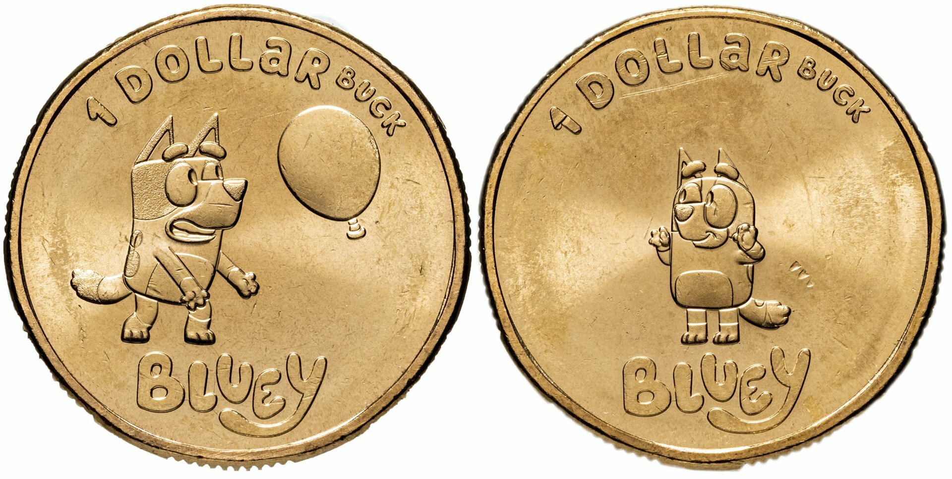 Австралия набор 2 шт х 1 доллар 2024 "Мультипликация - сериал Собака Блуи Bluey" Чарльз 3, Мельхиор медь-никель, в сохранности UNC