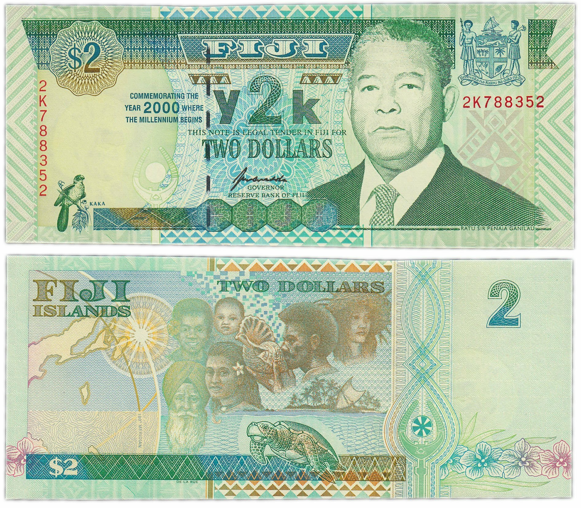 Фиджи 2 доллара 2000 год Pick 102а Юбилейная