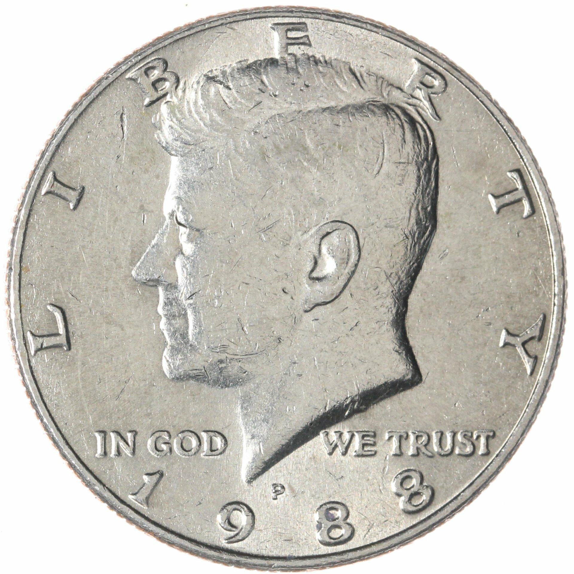 США 50 центов 1/2 доллара, half dollar 1988 P Kennedy Half Dollar Кеннеди знак монетного двора "P" - Филадельфия, Медь, в сохранности XF-AU