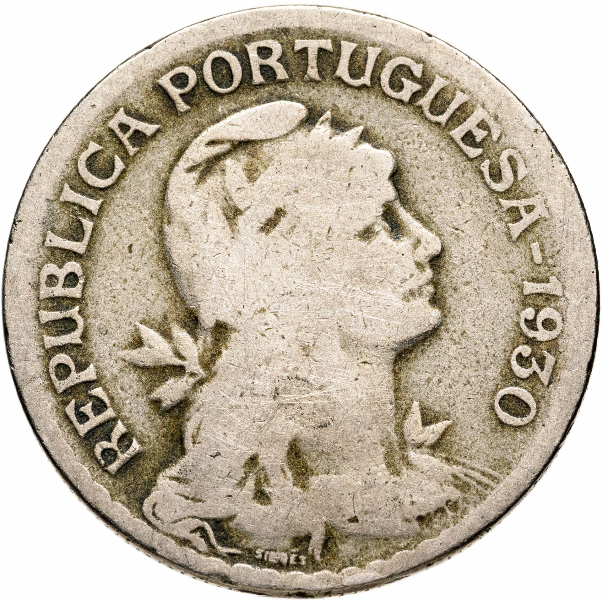 Португалия 1 эскудо escudo 1930, Мельхиор медь-никель, в сохранности F