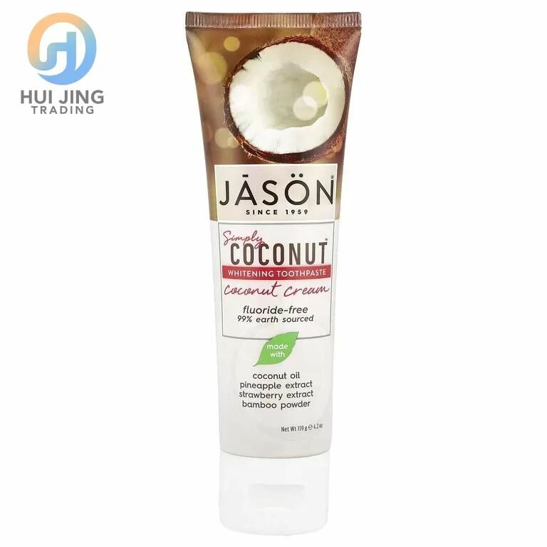 Jason Natural, Зубная паста отбеливающая, кокосовый крем, Simply Coconut Cream, 119 г