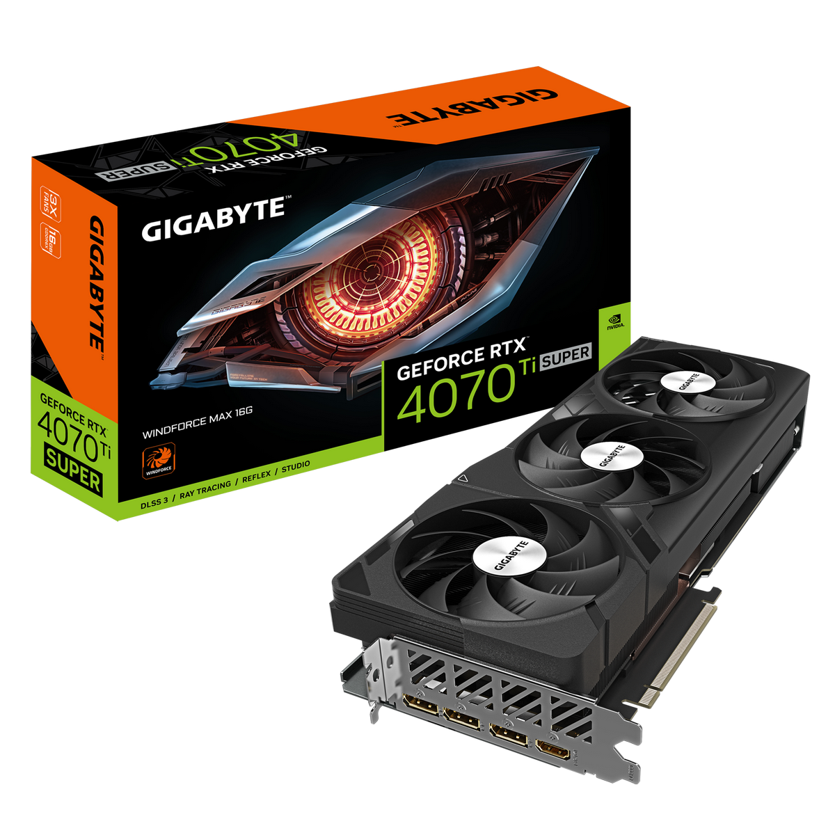 Видеокарта Gigabyte RTX4070Ti SUPER WINDFORCE MAX 16GB GDDR6X 256bit 3xDP HDMI 3FAN RTL уц-3-1