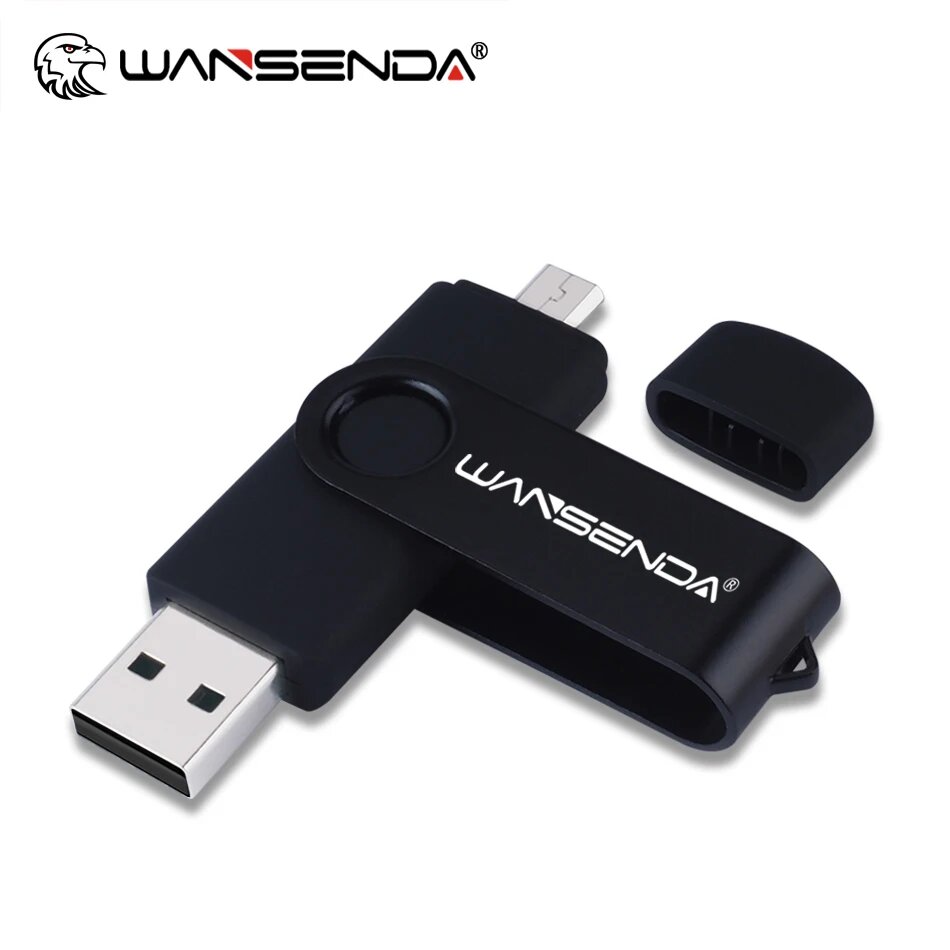 WANSENDA Smart Phone OTG USB Flash Drive 16/32/64/128/256 ГБ 64 ГБ, Black