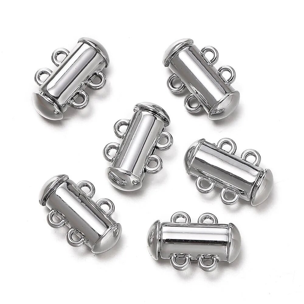 Замок/ застежка слайдер для украшений 5 шт, Для многорядных браслетов. размер 10.5x15.5 мм, цвет родий.