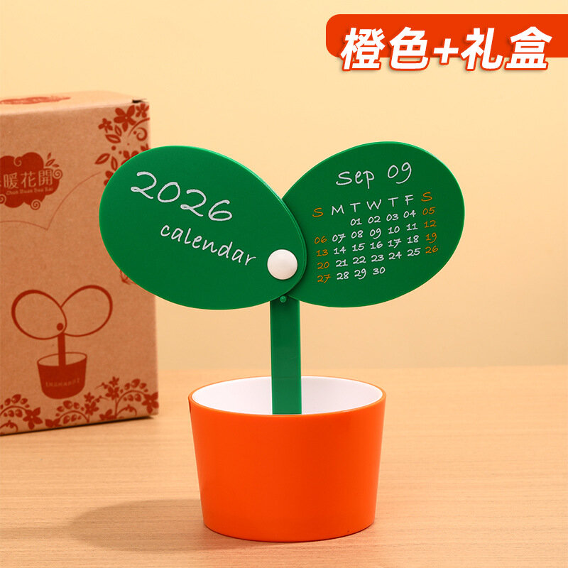 2026 Новый креативный настольный календарь с ростками фасоли, милый настольный орнамент, календарь для студентов, мини-офис, высококачественная кастомизация