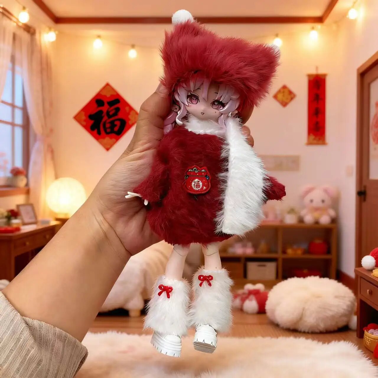 Красный комплект одежды для куклы BJD 1/8 OB11, Color: 06