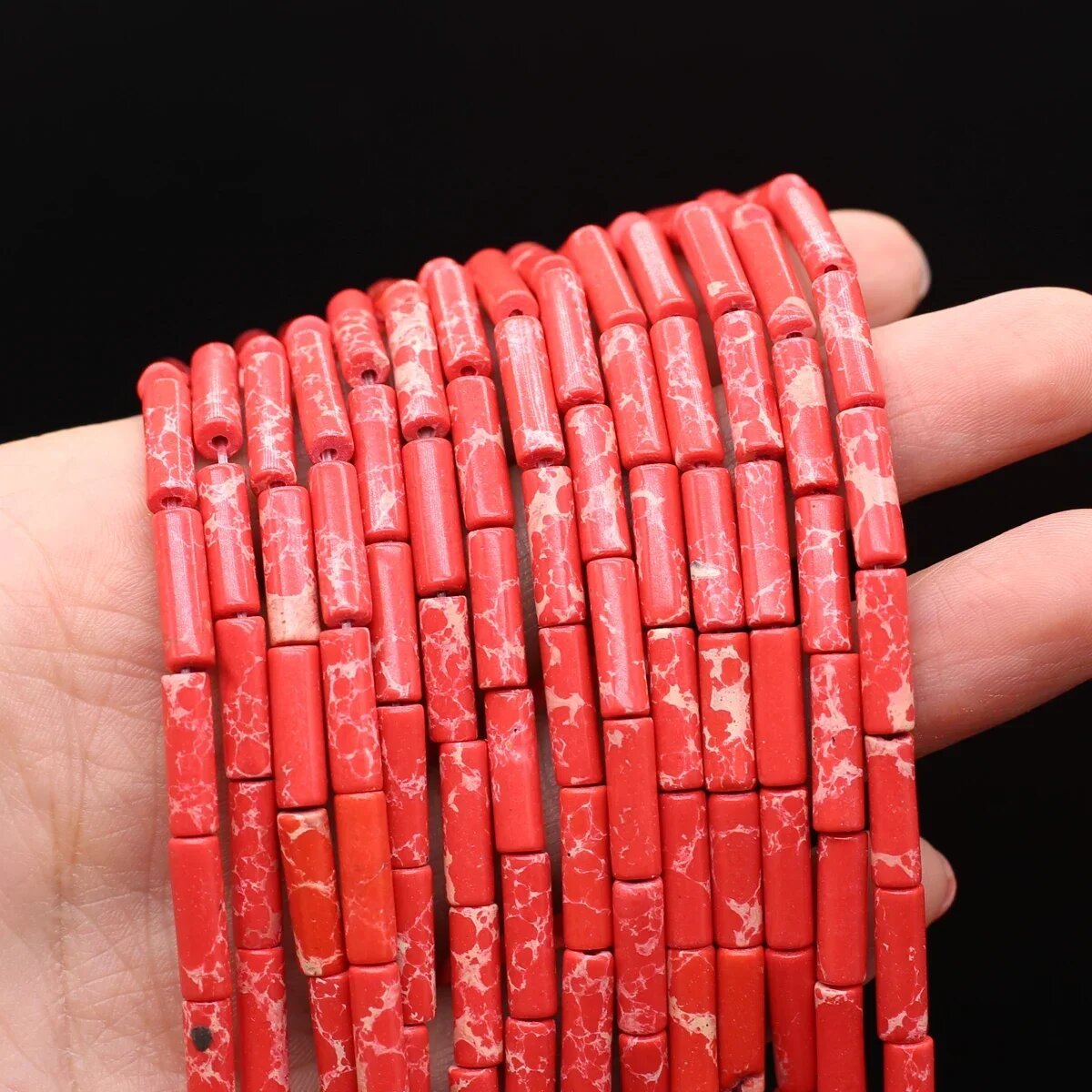 Бусины из агата, цилиндрические, натуральные Красный, Red Synthetic