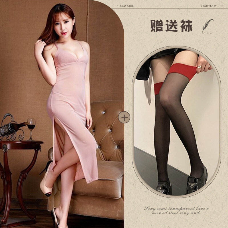 Сексуальное нижнее белье, женское сексуальное ночное платье, длинное платье, прозрачная камисоль, ночное платье, сетчатый наряд, разрез, соблазнительное однотонное платье, дропшиппинг