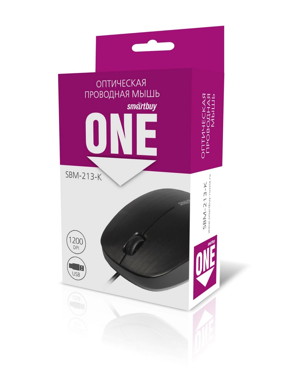 Мышь проводная Smartbuy 213-K ONE черная (SBM-213-K) /100